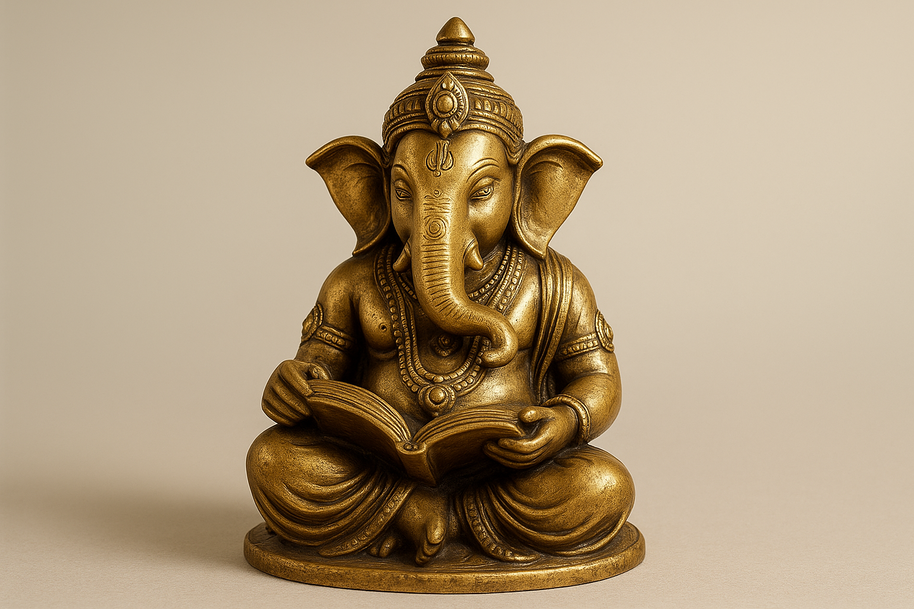 Lord Ganesha Reading Book Brass Idol – Parth Vastu Store