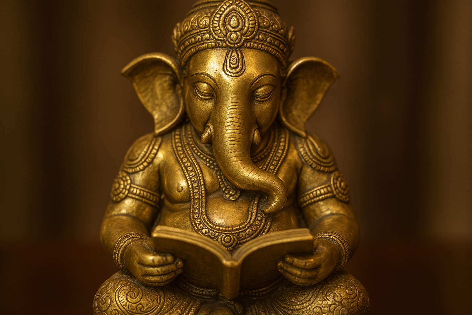 Lord Ganesha Reading Book Brass Idol – Parth Vastu Store